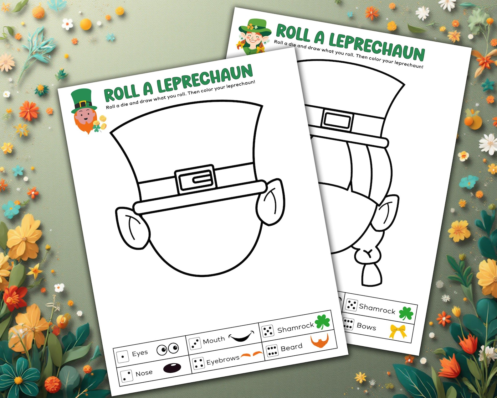 Roll A Leprechaun Dice Game, Printable St. Patrick's Day Game, March ...