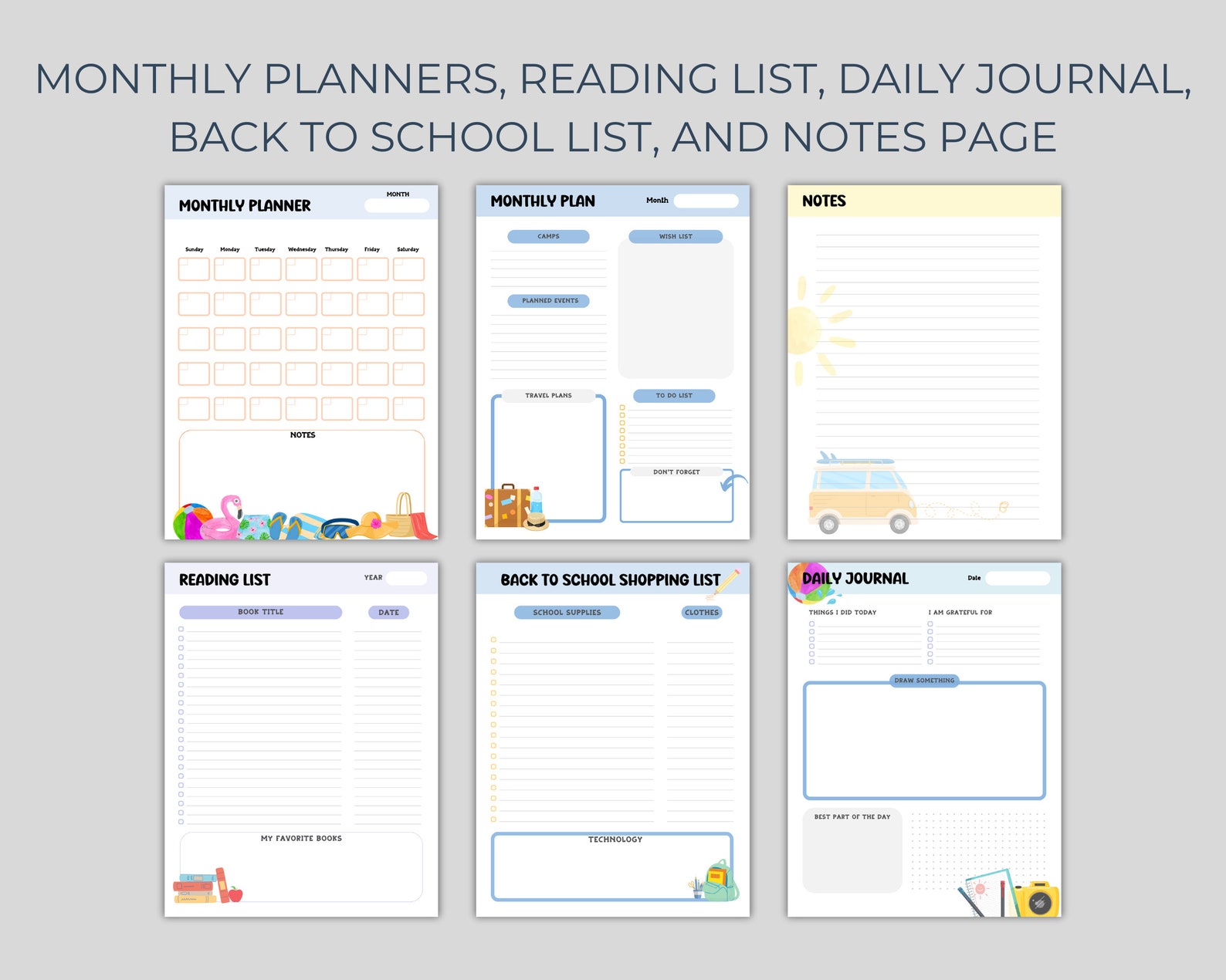 Summer Break Planner, Summer Activity Planner, Printable Summer ...