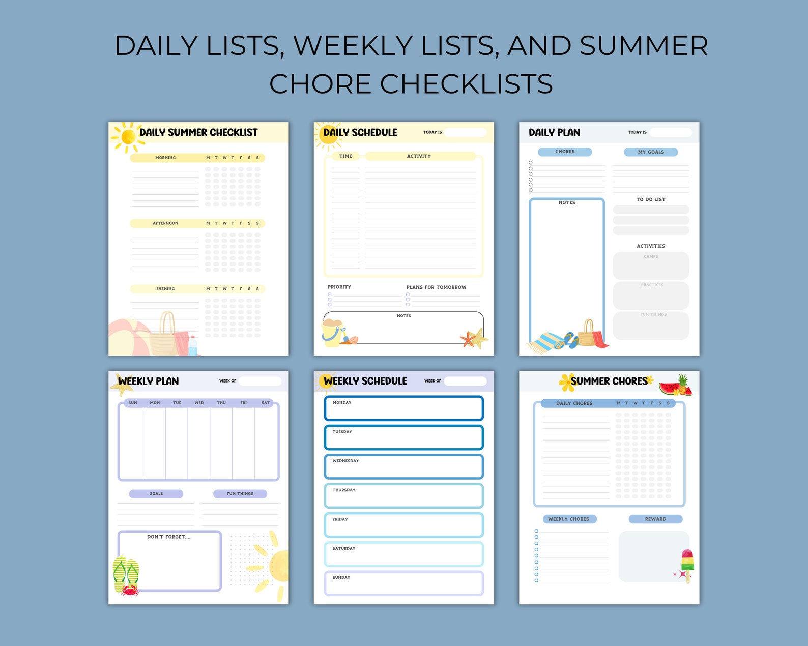 Summer Break Planner, Summer Activity Planner, Printable Summer ...