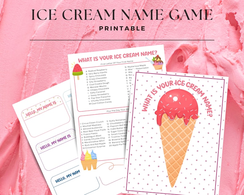 Ice Cream Name Game, What is Your Ice Cream Name, Birthday Party Game ...