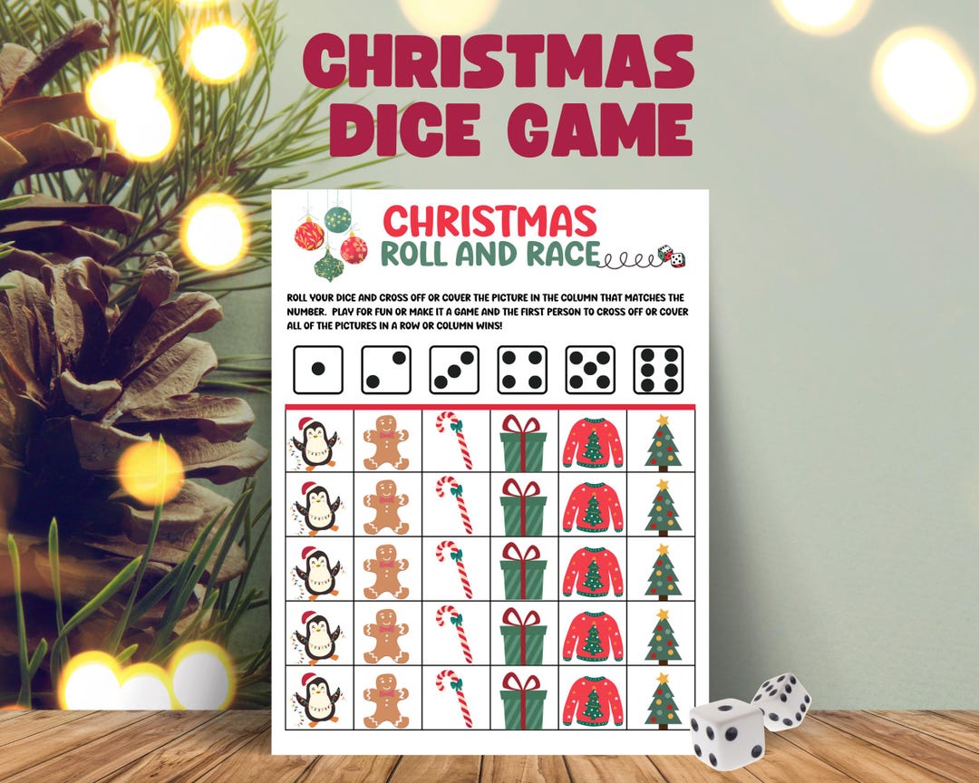 Christmas Dice Game, Printable Roll and Race, Winter Classroom Party ...