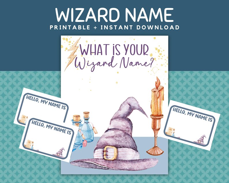 What is Your Wizard Name Generator Printable, Wizard Themed Birthday ...