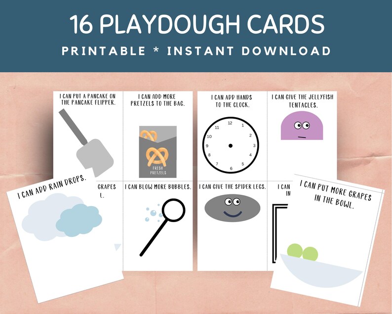 Printable Playdough Activity Cards, Creative Tabletop Game (PDF ...