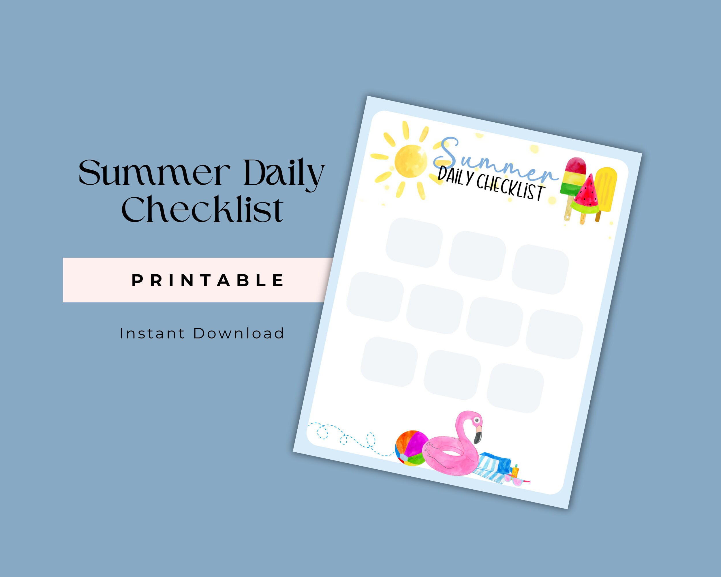Summer Checklist Printable, Summer Daily Checklist, Summer Daily Task ...