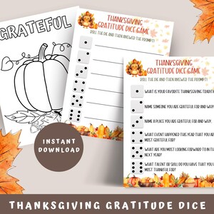 Thanksgiving Gratitude Dice Game, Thanksgiving Conversation Starter ...