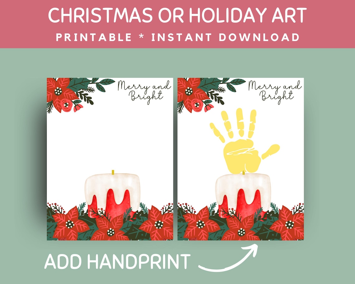 Christmas Handprint Art, Holiday Handprint Craft, Winter Handprint Art ...