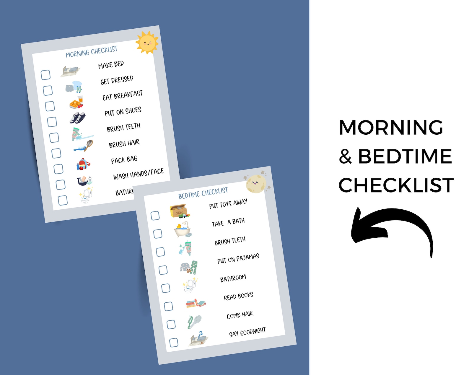 Kids Morning Checklist Printable, Bedtime Routine, Preschool Morning ...