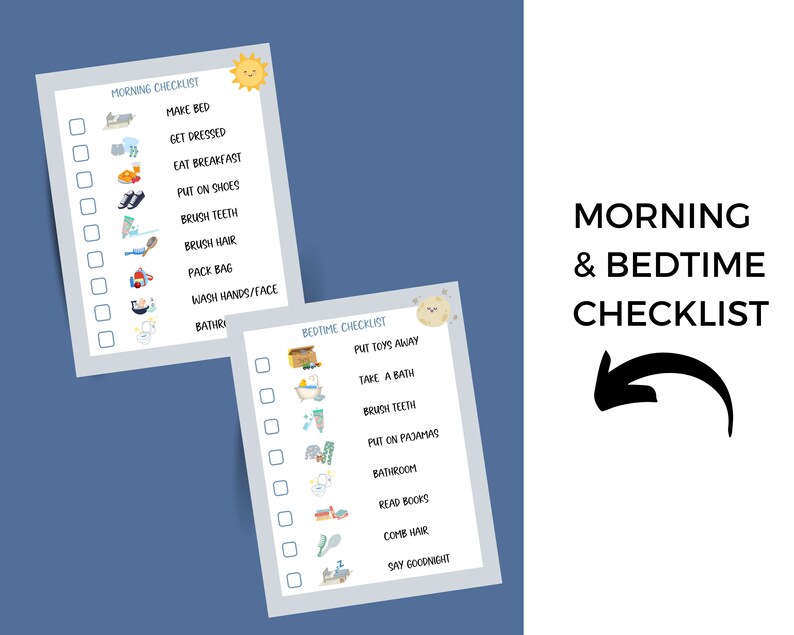 Kids Morning Checklist Printable, Bedtime Routine, Preschool Morning ...