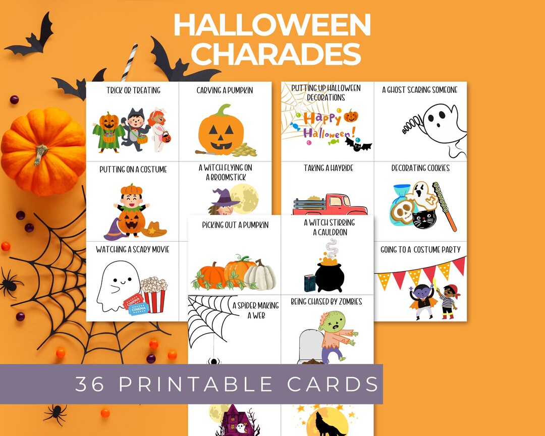 Halloween Charades, Printable Halloween Charades for Kids, Halloween ...