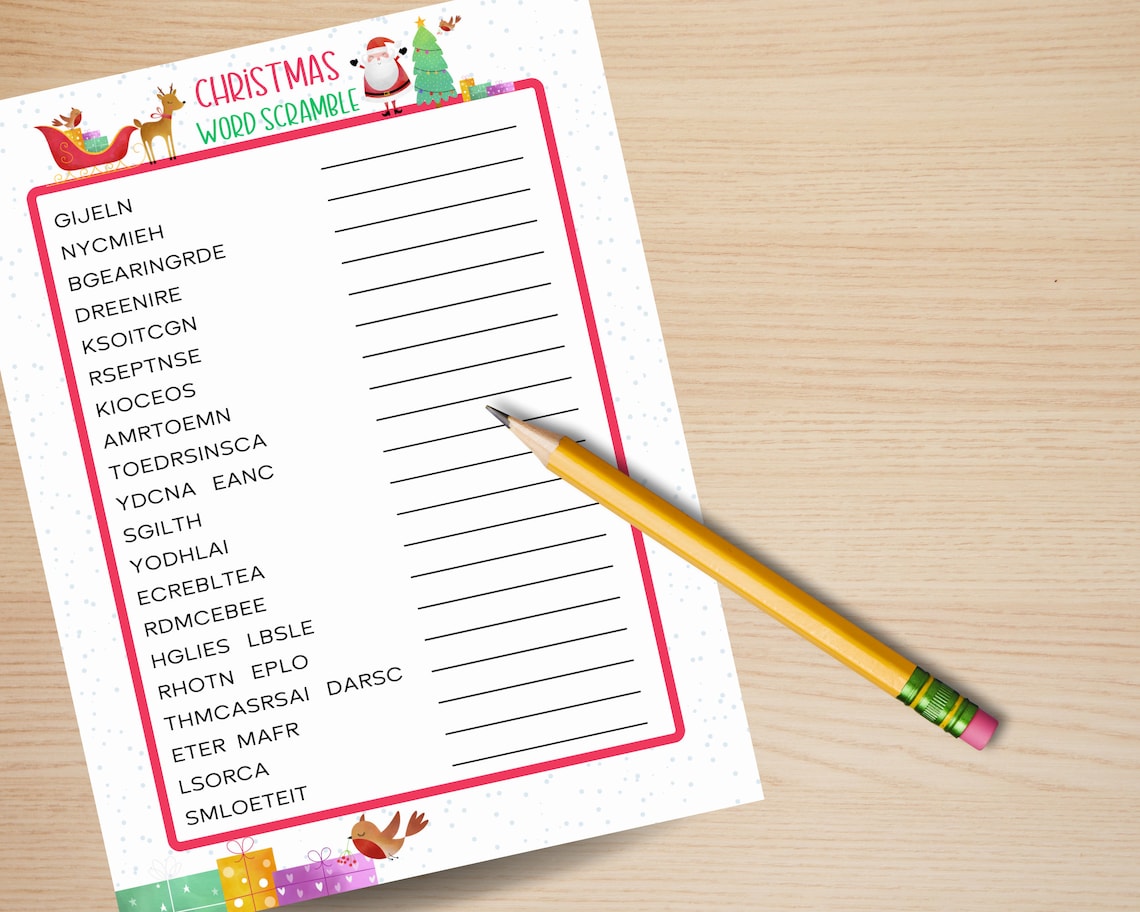 Christmas Word Scramble, Printable Holiday Word Scramble, Holiday ...