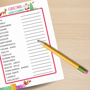 Christmas Word Scramble, Printable Holiday Word Scramble, Holiday ...
