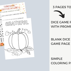 Thanksgiving Gratitude Dice Game, Kid's Thanksgiving Activity ...