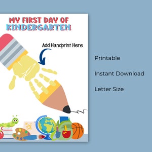 First Day of Kindergarten Handprint, Kindergarten Art, My First Day of ...