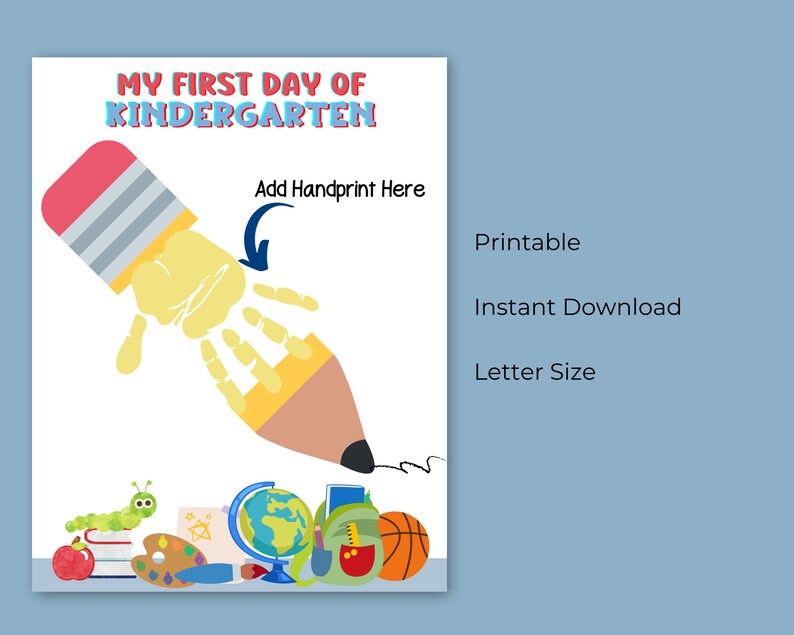 First Day of Kindergarten Handprint, Kindergarten Art, My First Day of ...