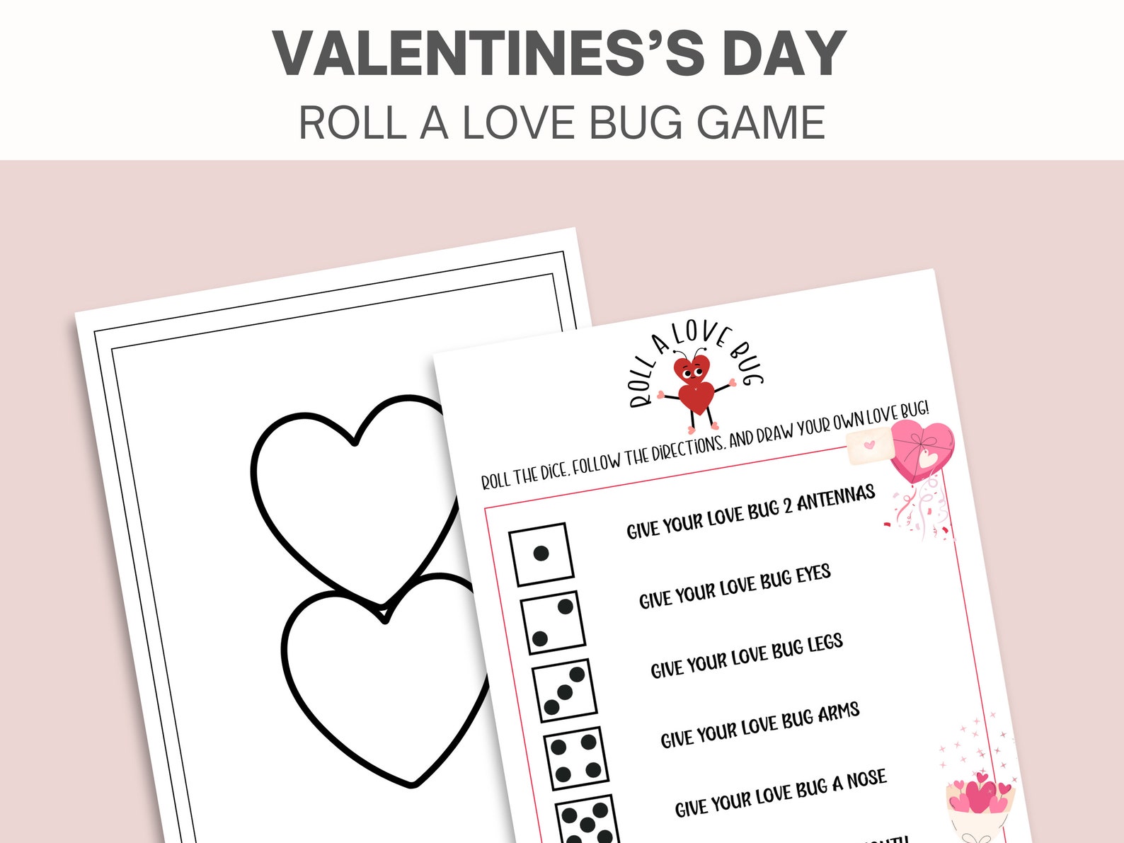 Valentine's Day Games, Roll A Love Bug, Valentine's Day Games for Small ...