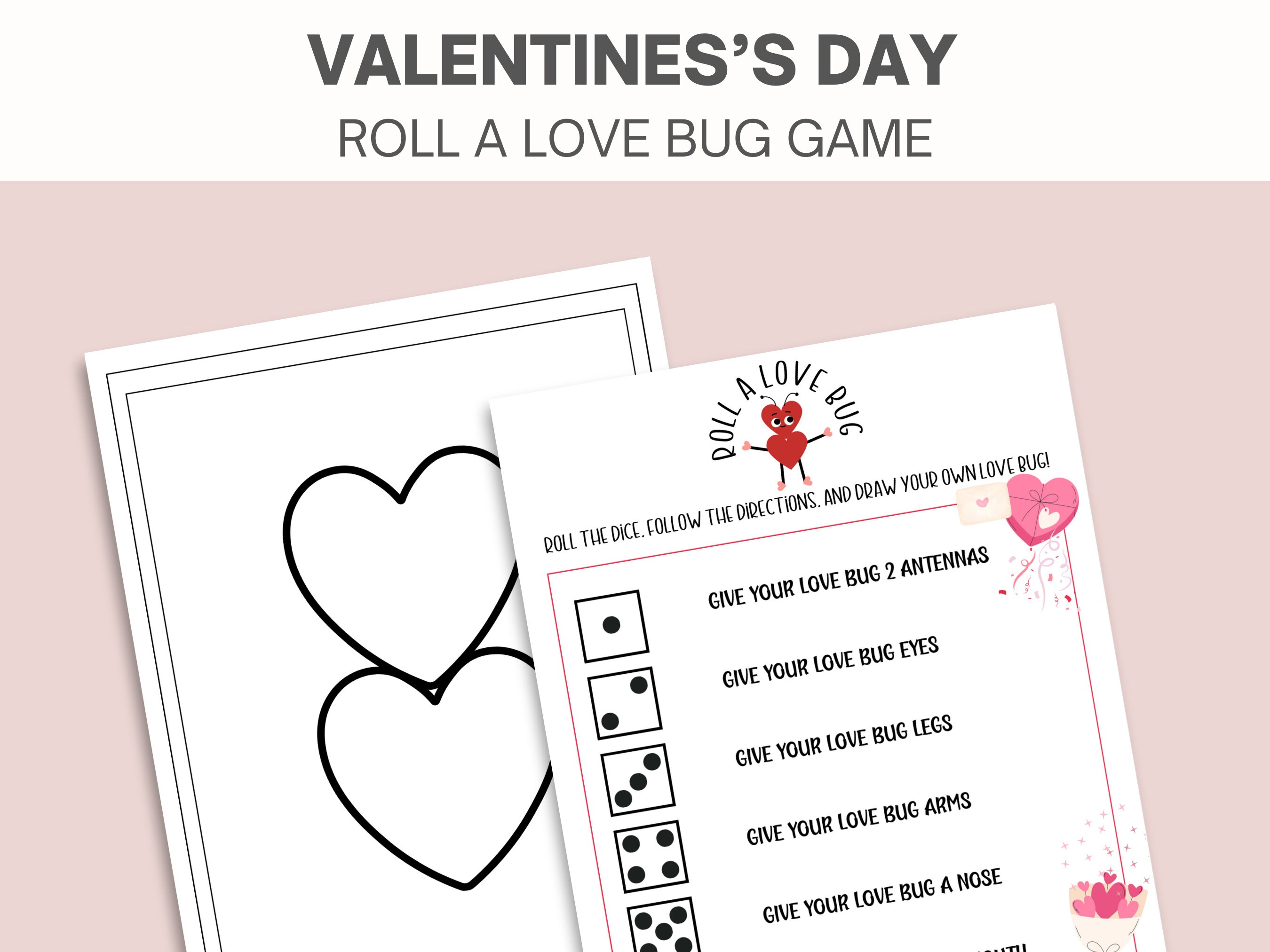 Valentine's Day Games, Roll A Love Bug, Valentine's Day Games for Small ...