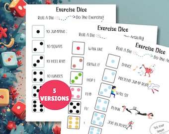 Exercise for Kids, Printable Exercise Dice Game for Kids, Movement ...