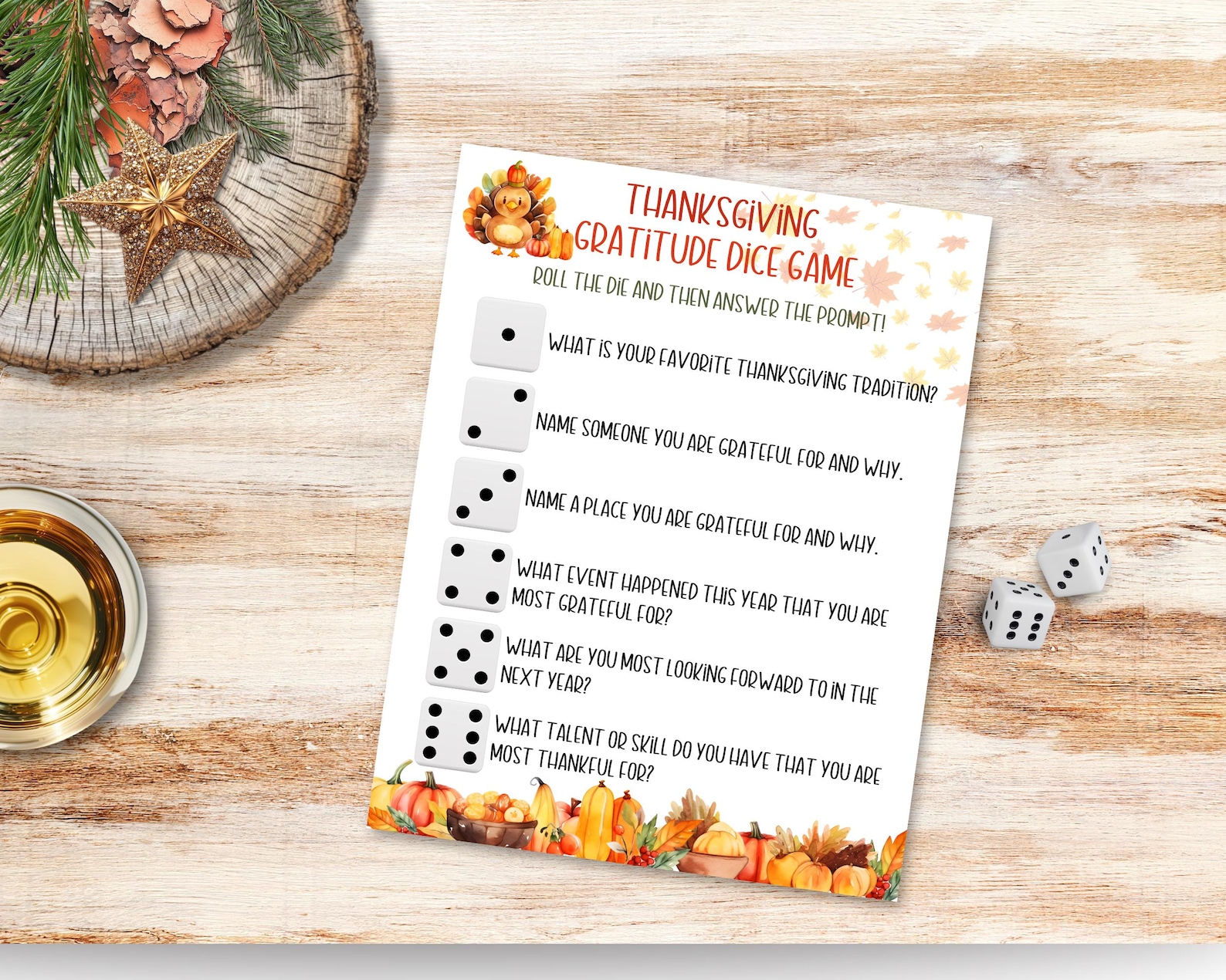Thanksgiving Gratitude Dice Game, Kid's Thanksgiving Activity ...