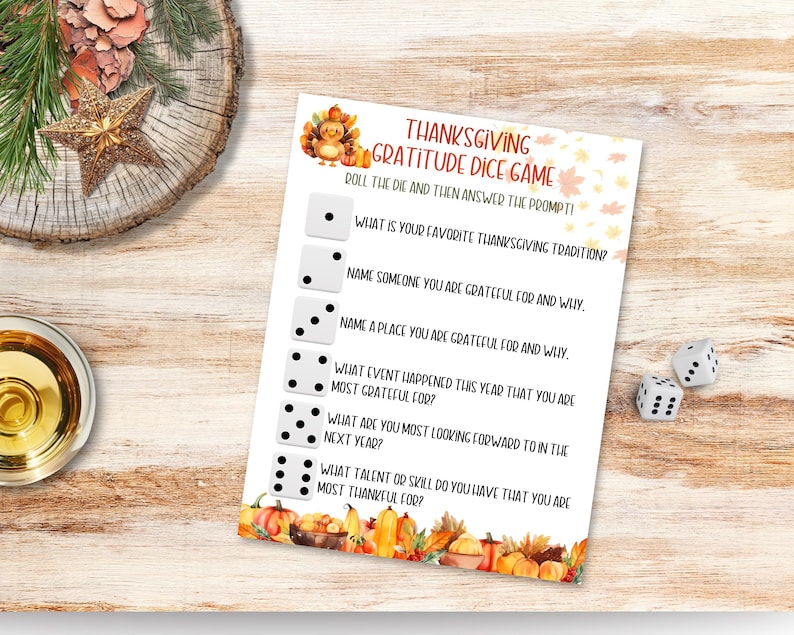 Thanksgiving Gratitude Dice Game, Kid's Thanksgiving Activity ...
