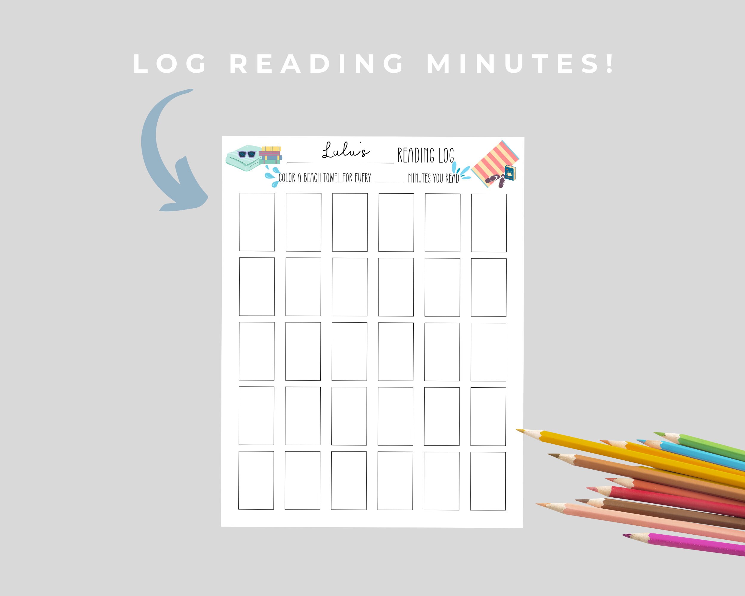 Summer Reading Log, Daily Reading Chart, Reading Minutes Log, Book Log ...