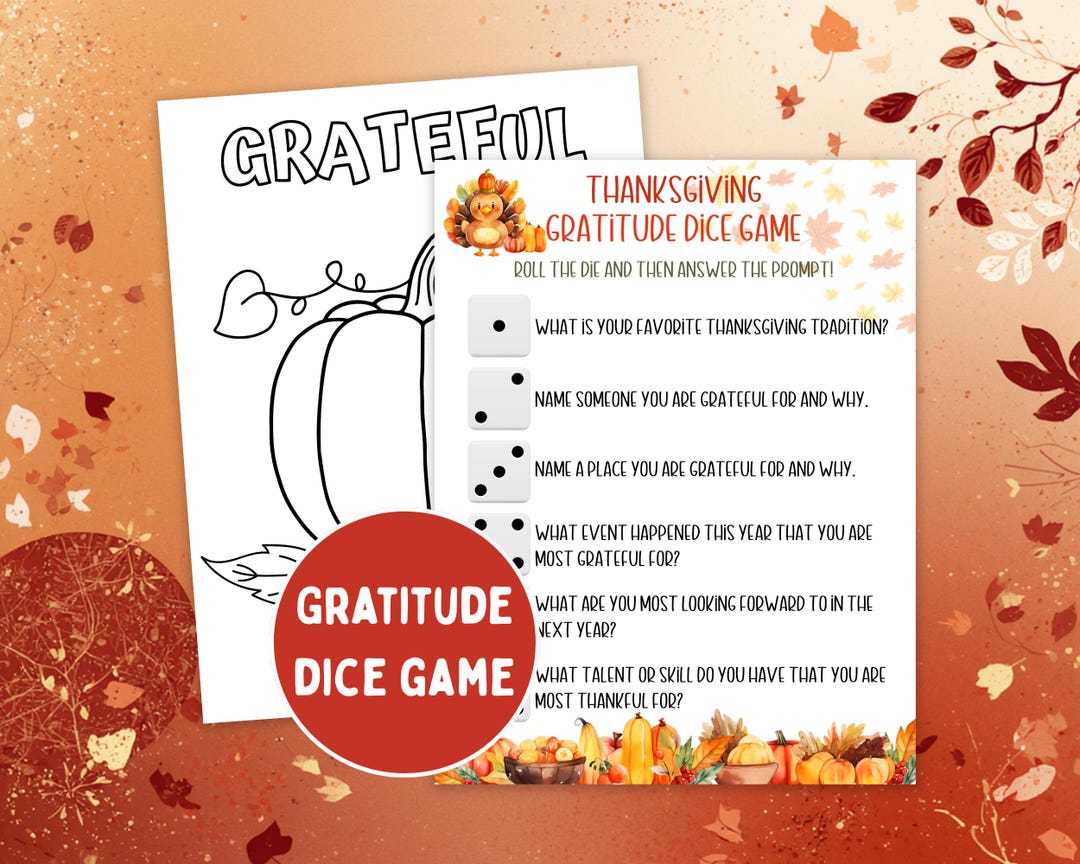 Thanksgiving Gratitude Dice Game, Thanksgiving Conversation Starter ...