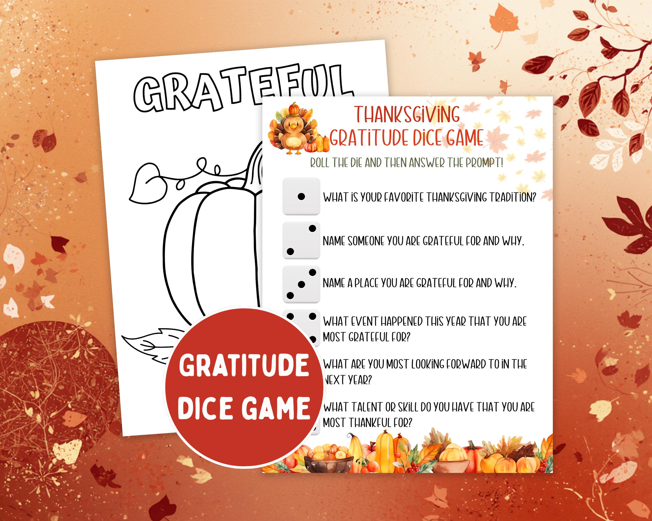Thanksgiving Gratitude Dice Game, Thanksgiving Conversation Starter ...