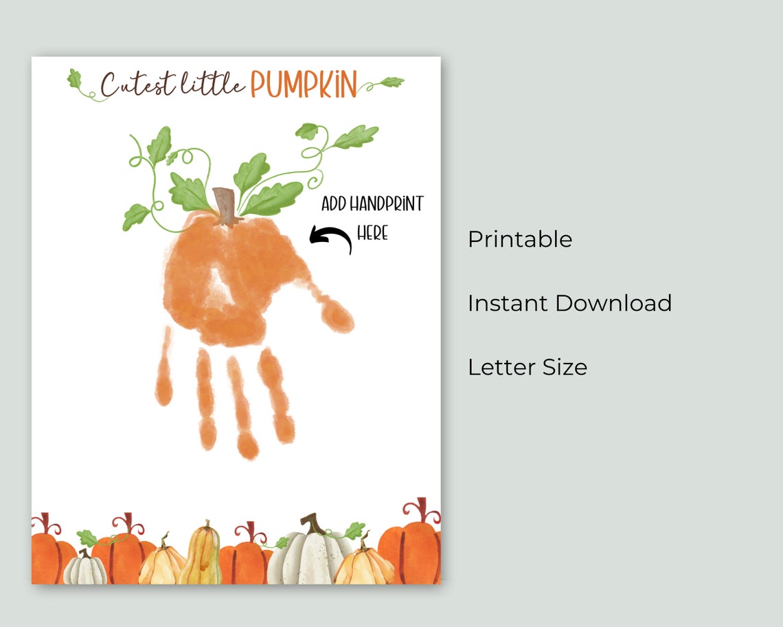 Pumpkin Handprint, Fall Handprint Art, Autumn Handprint, Pumpkin ...