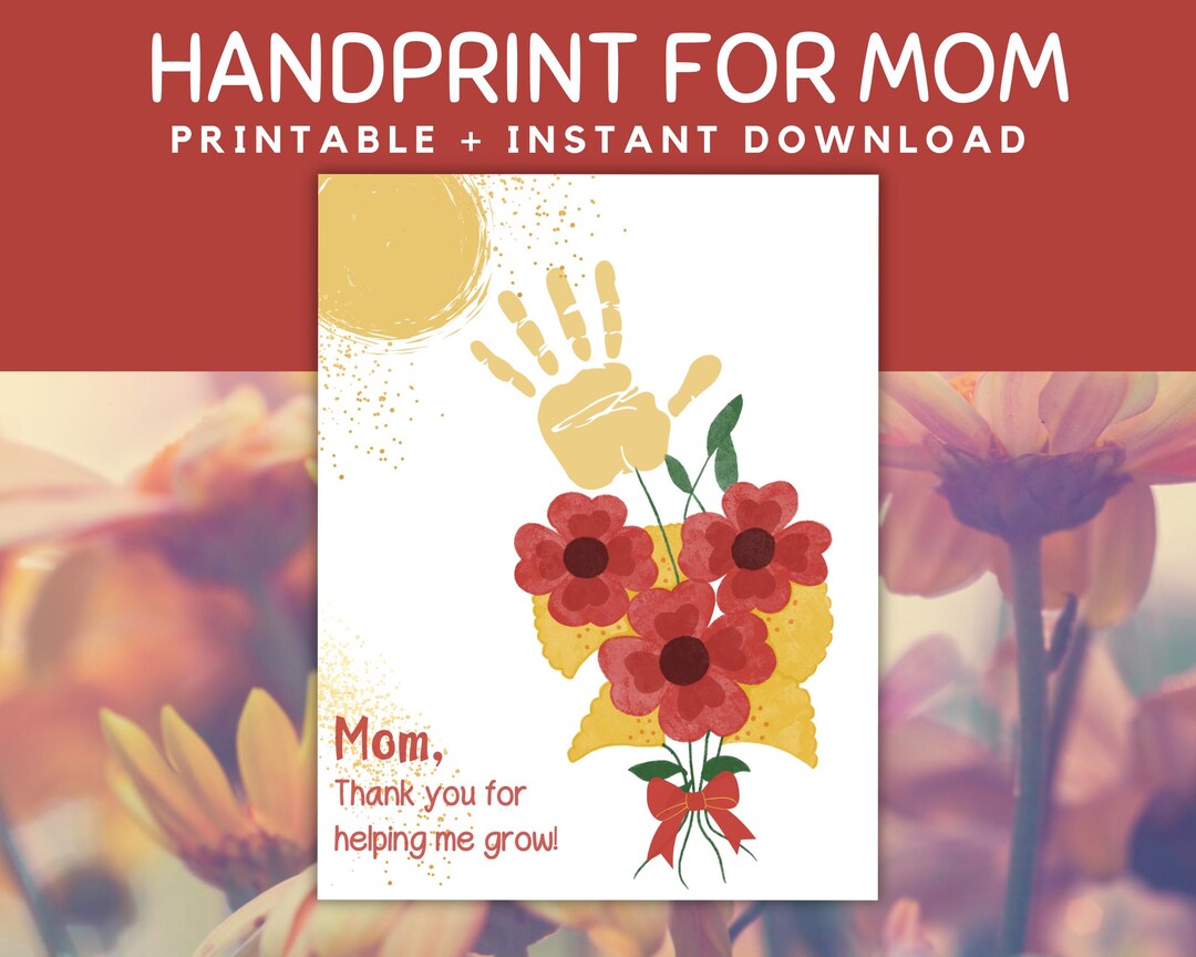 Handprint Birthday Card for Mom, Printable Mother's Day Handprint ...