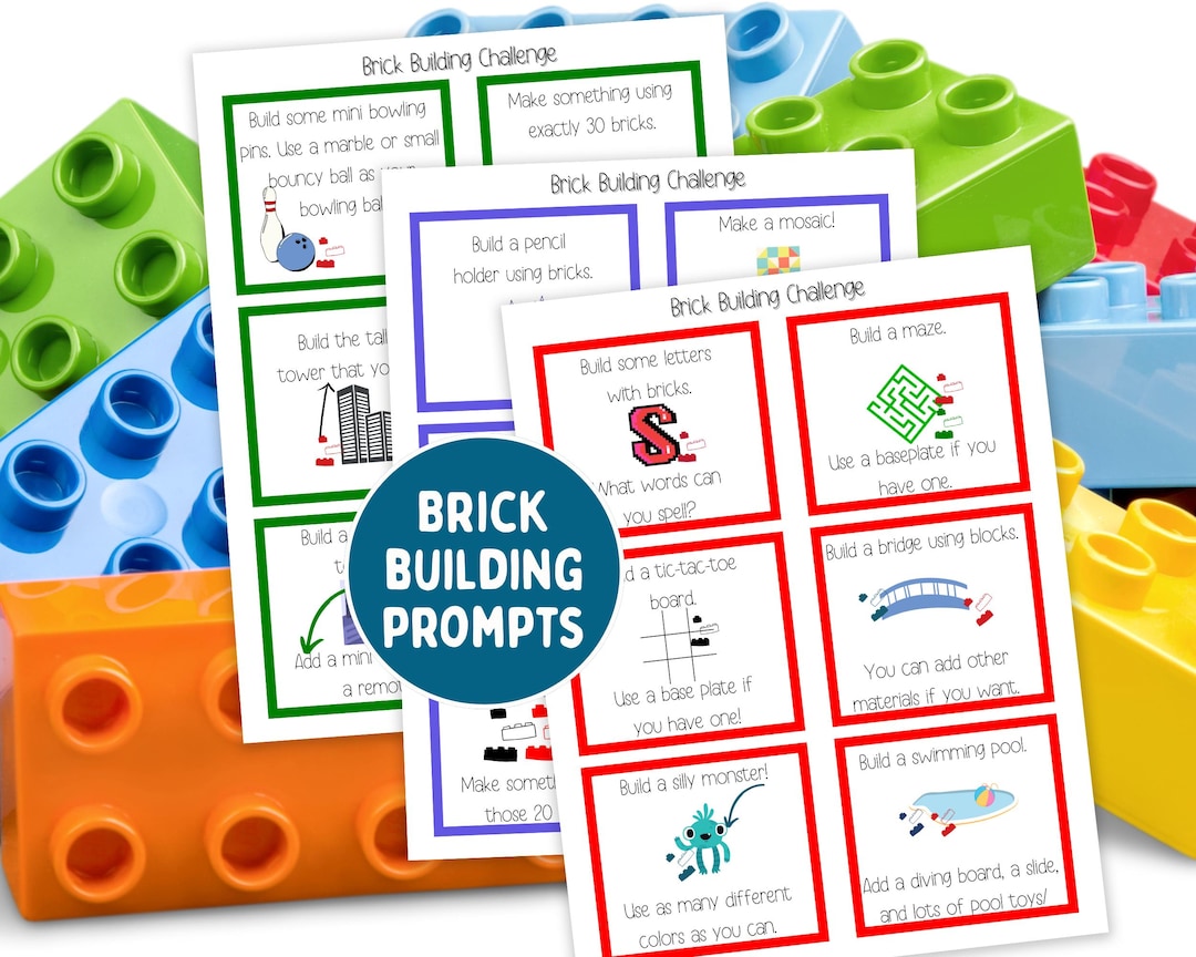 Building Blocks Cards, Kids Building Block Ideas,brick Building ...