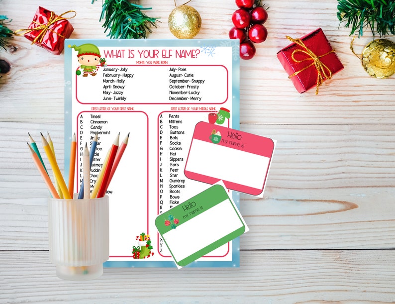 What's Your Elf Name?, Christmas Party Game, Christmas Elf Name ...