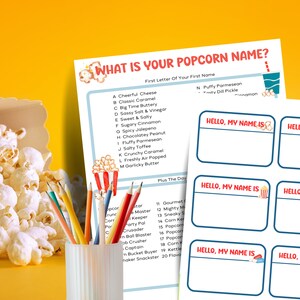 What's Your Popcorn Name, Family Movie Night, Movie Night Printable ...