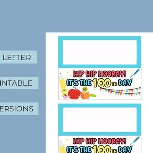 100th Day of School, Treat Bag Toppers, Printable School Favor Bag ...