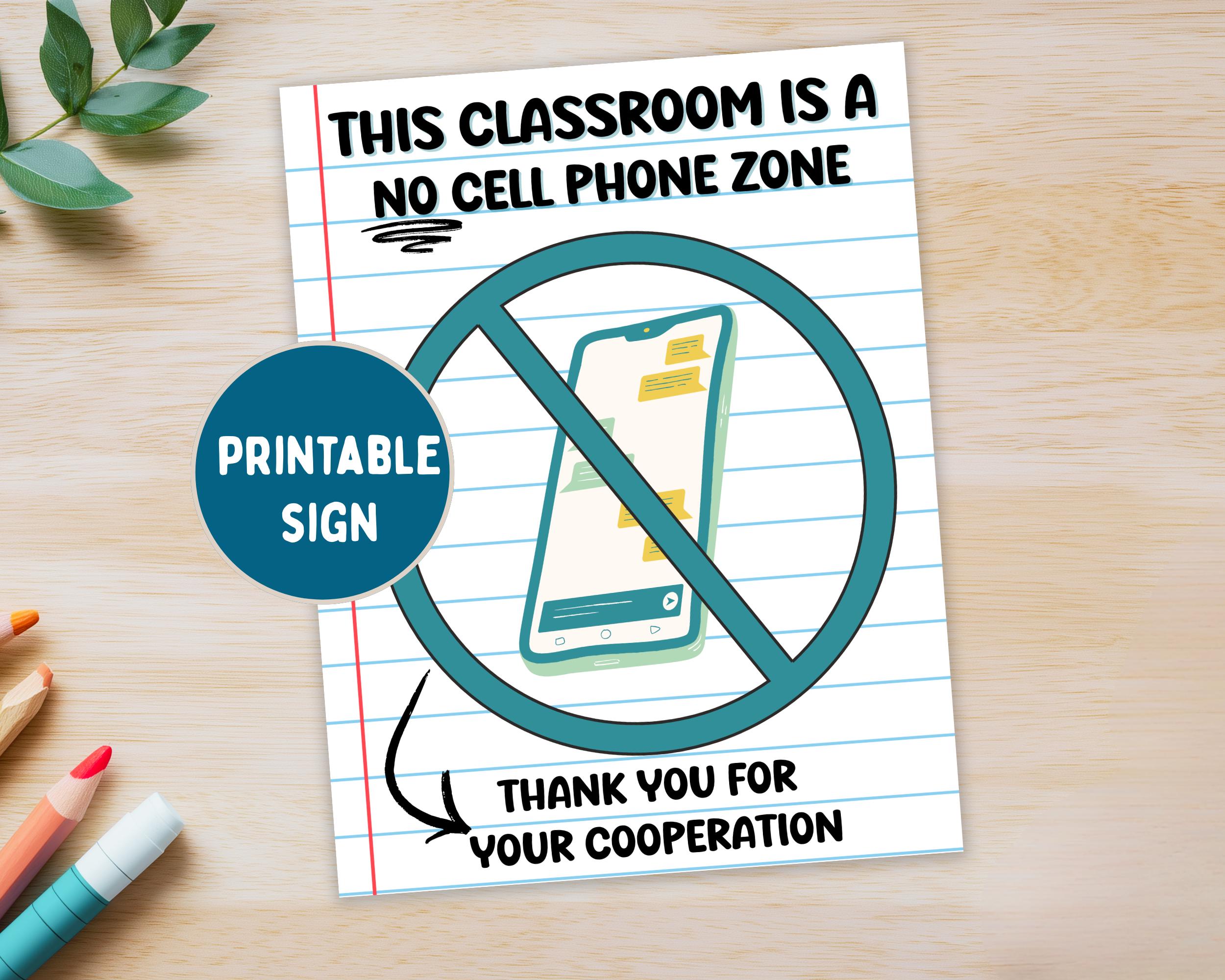 No Cell Phone Classroom Sign, Printable High School Decor (digital ...