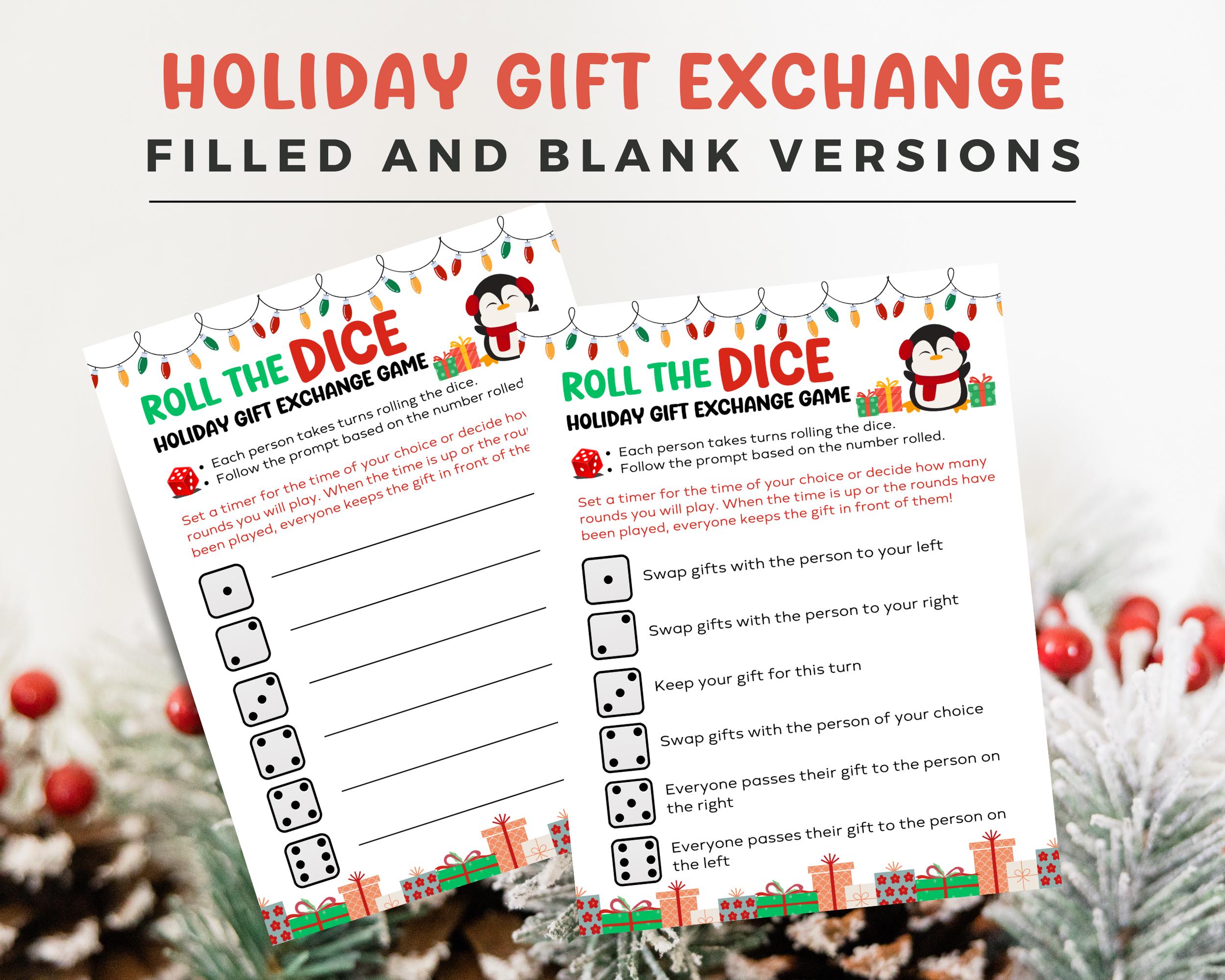 Roll the Dice Gift Exchange, Christmas Dice Gift Exchange, Holiday Gift ...