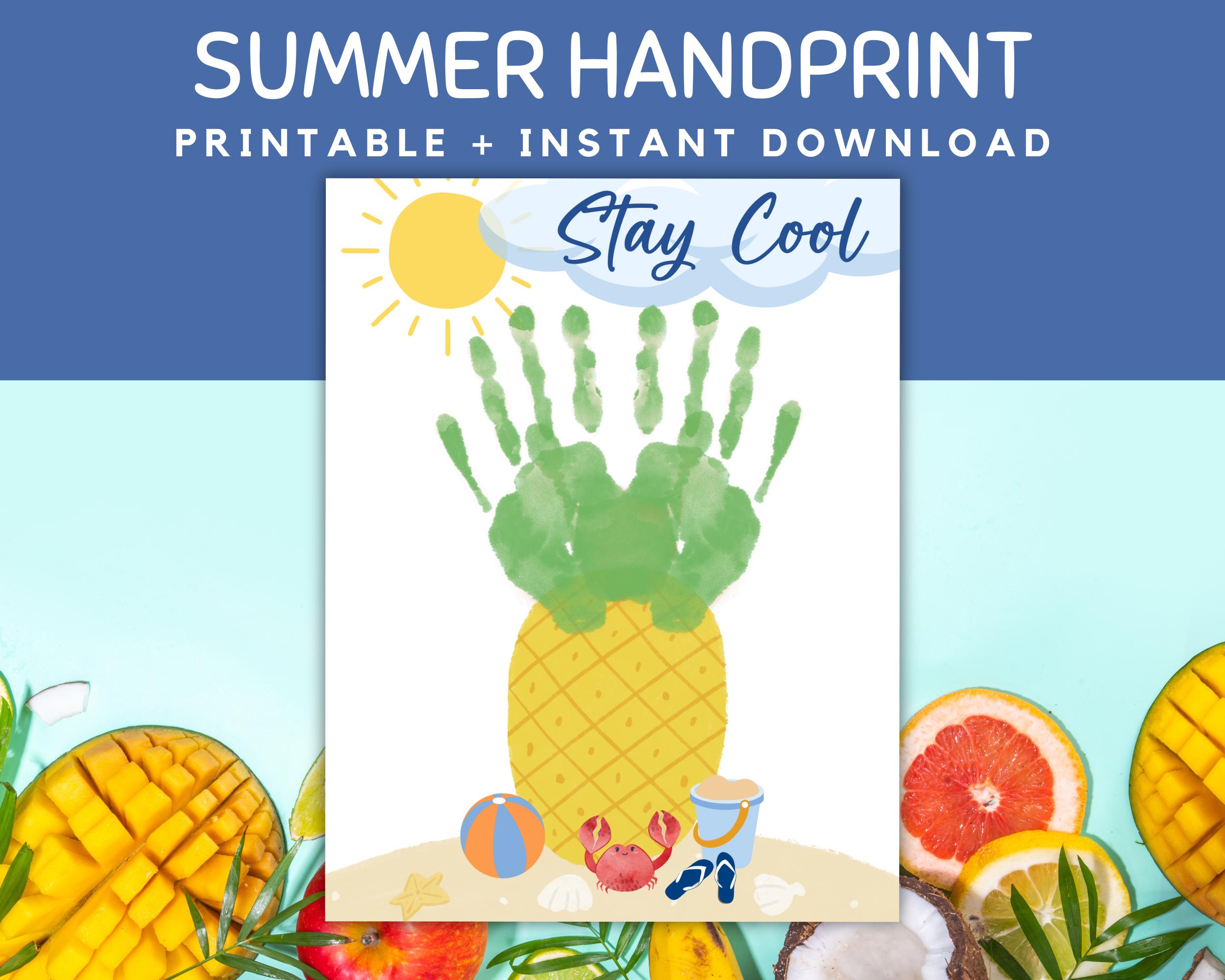 Summer Handprint Craft, Pineapple Handprint Craft, Preschool Summer Art ...