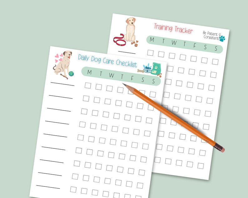 Dog Chore Chart, Daily Dog Care Checklist, Daily Pet Care Log, Pet ...