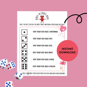 Valentine's Day Games, Roll A Love Bug, Valentine's Day Games for Small ...