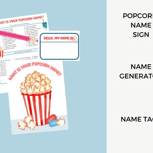 What's Your Popcorn Name, Family Movie Night, Movie Night Printable ...