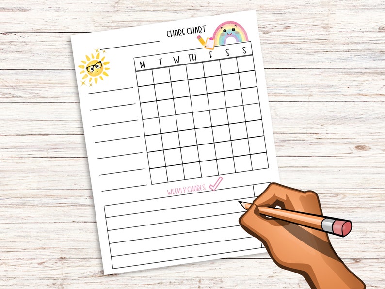 Kids Daily Task Charts,daily Habit Chart for Kids,printable Daily Chore Chart,rainbow Themed ...