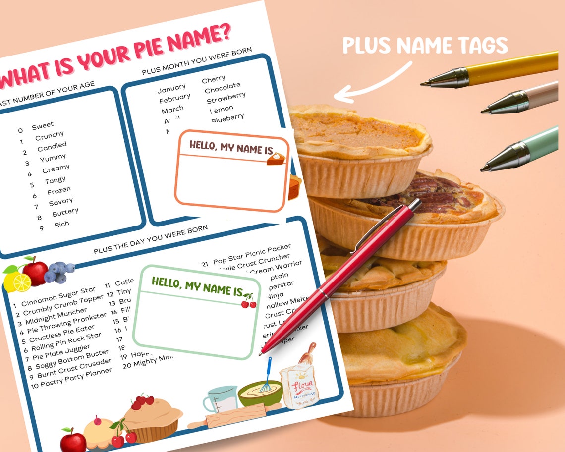 Family Picnic Game, Pie Name Generator Game, What is Your Pie Name ...