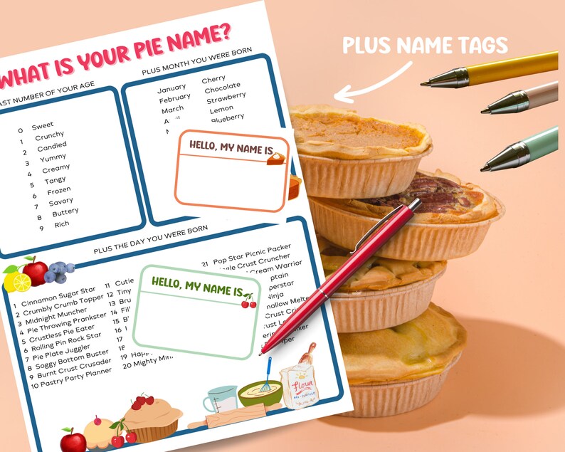 Family Picnic Game, Pie Name Generator Game, What is Your Pie Name ...