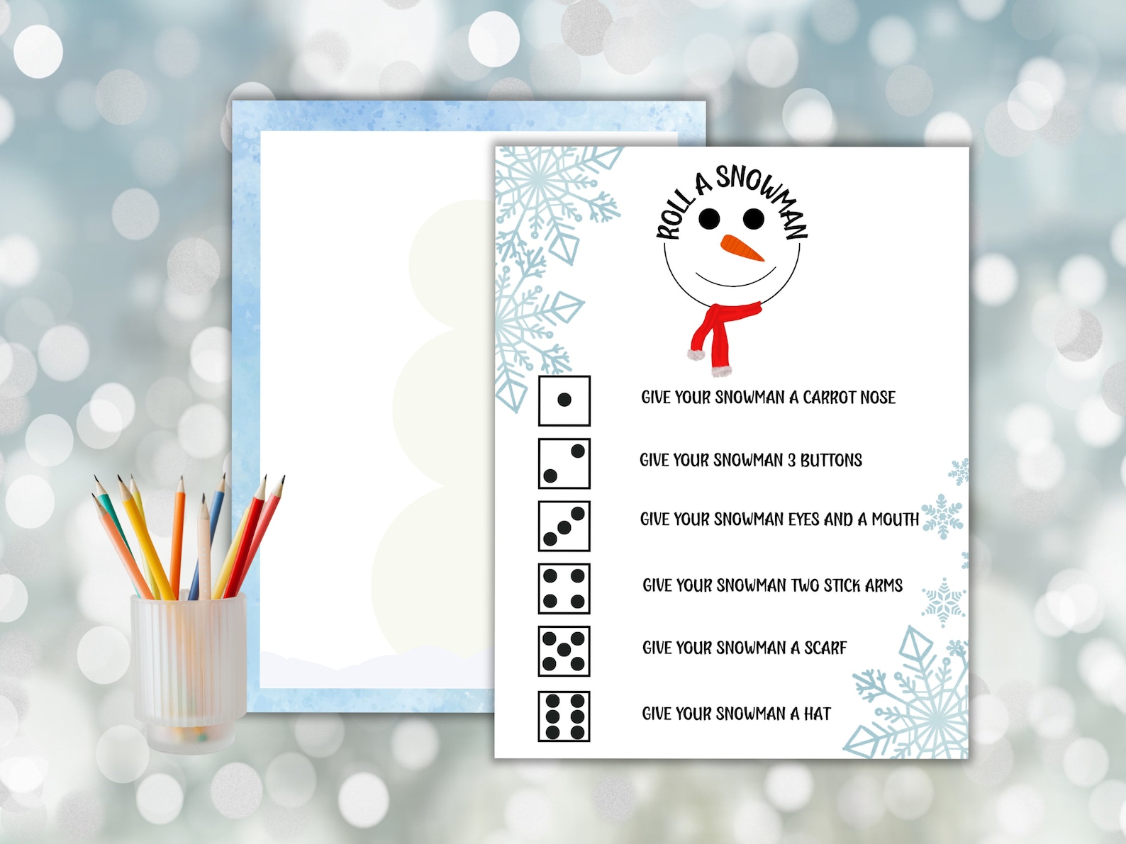 Roll A Snowman Dice Game, Build A Snowman Game, Winter Drawing Game ...