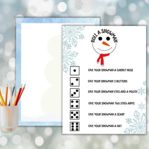 Roll A Snowman Dice Game, Build A Snowman Game, Winter Drawing Game ...