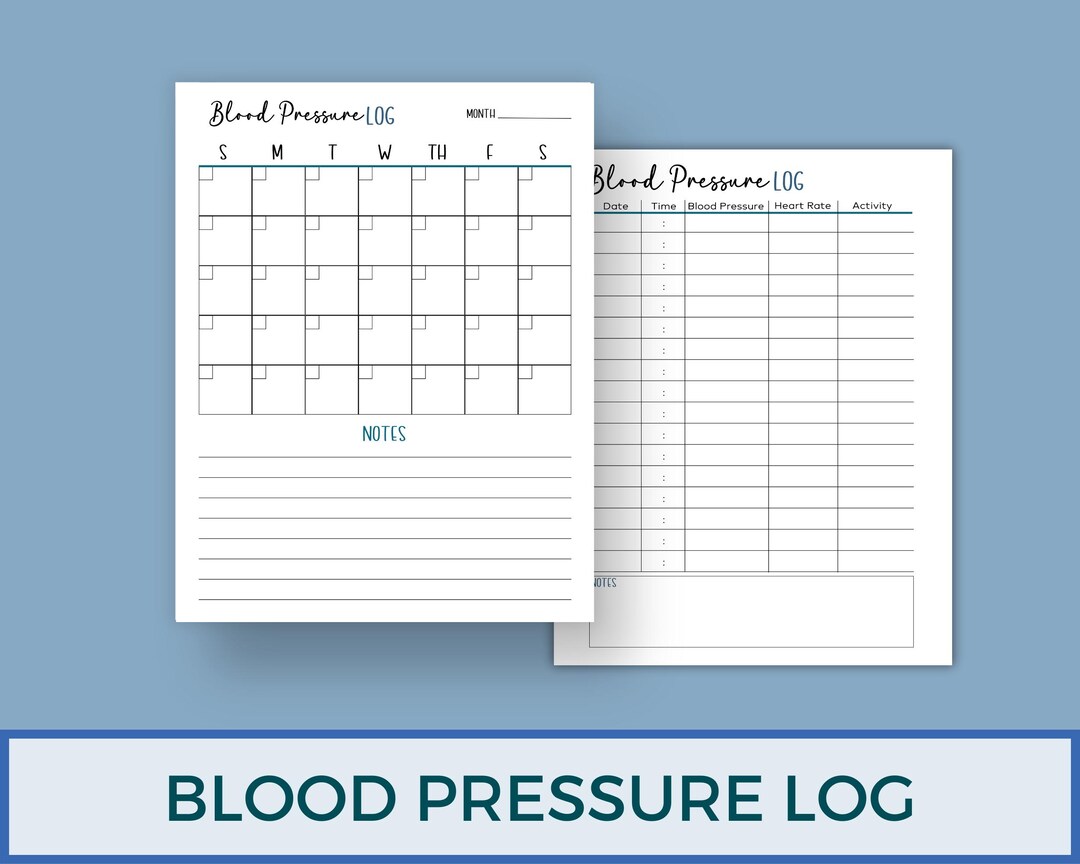 BP Log Sheets, Blood Pressure Chart Printable, Blood Pressure Log ...