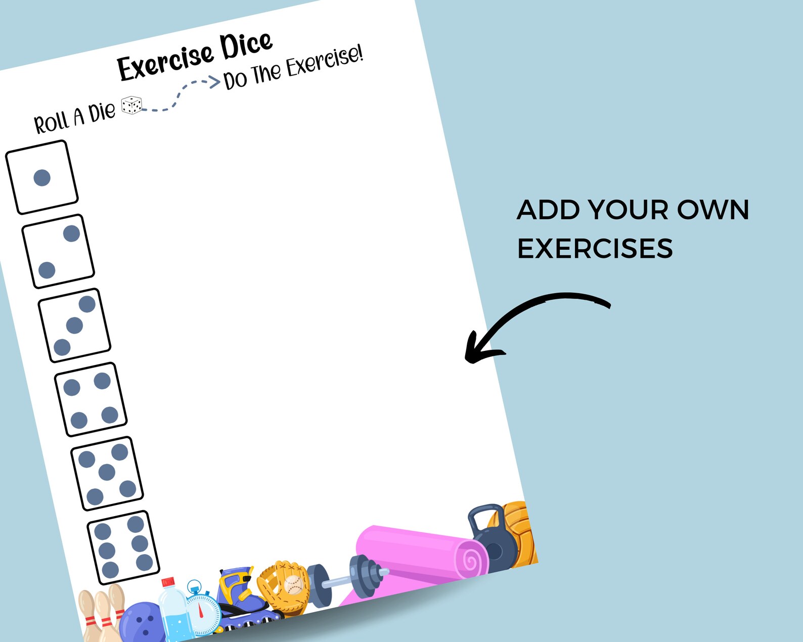 Exercise for Kids, Printable Exercise Dice Game for Kids, Movement ...