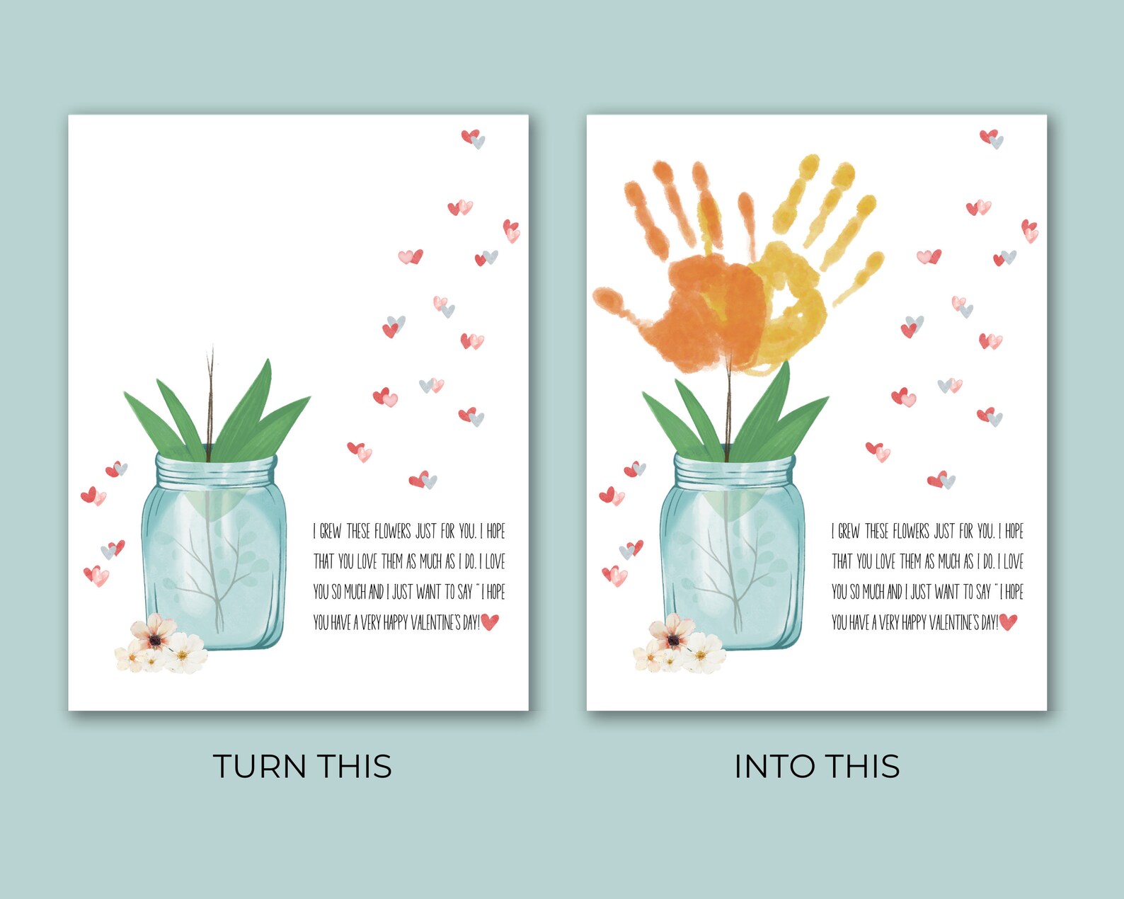 Valentine's Day Handprint, Flower Vase Handprint Art, Valentine's Day ...