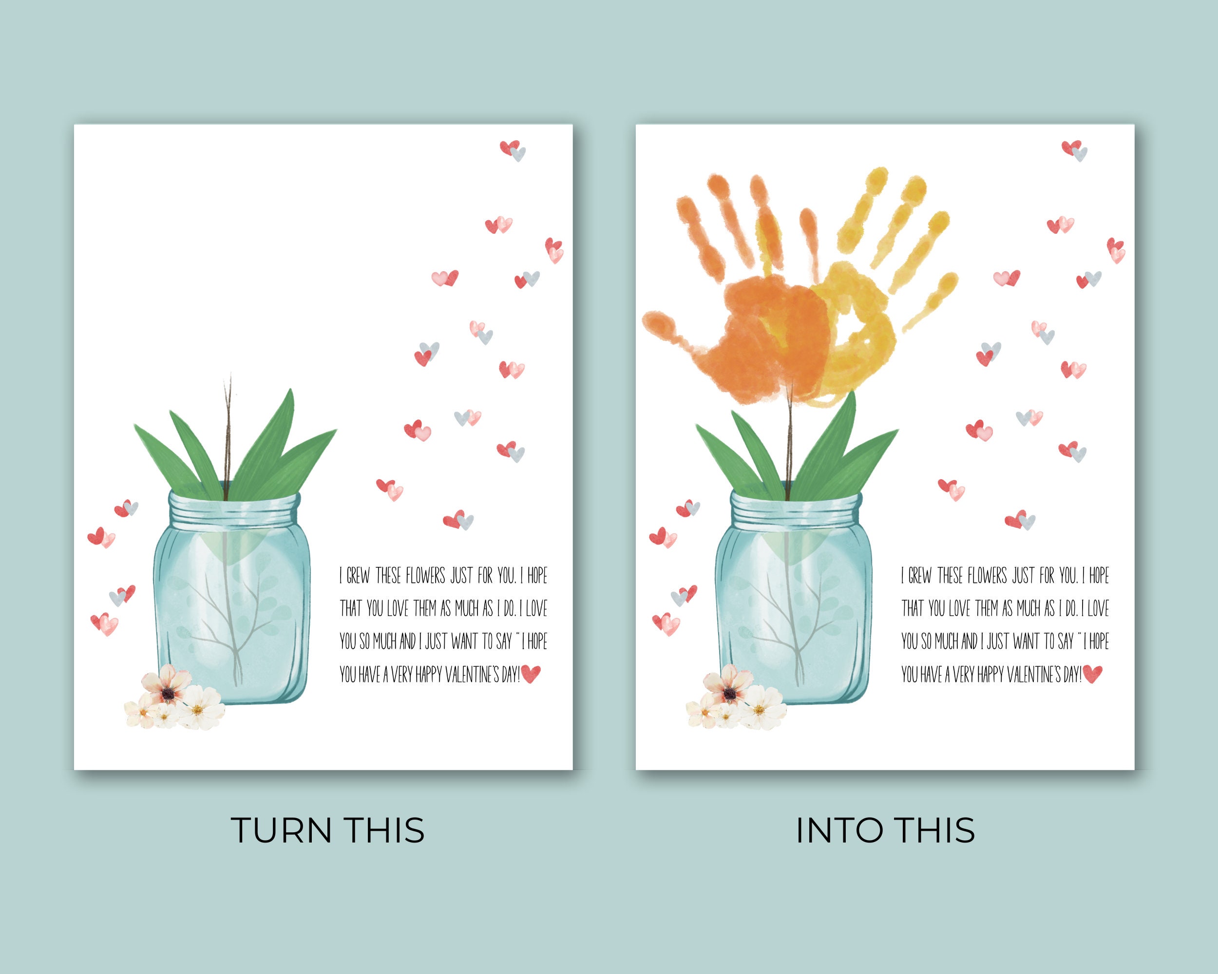Valentine's Day Handprint, Flower Vase Handprint Art, Valentine's Day ...