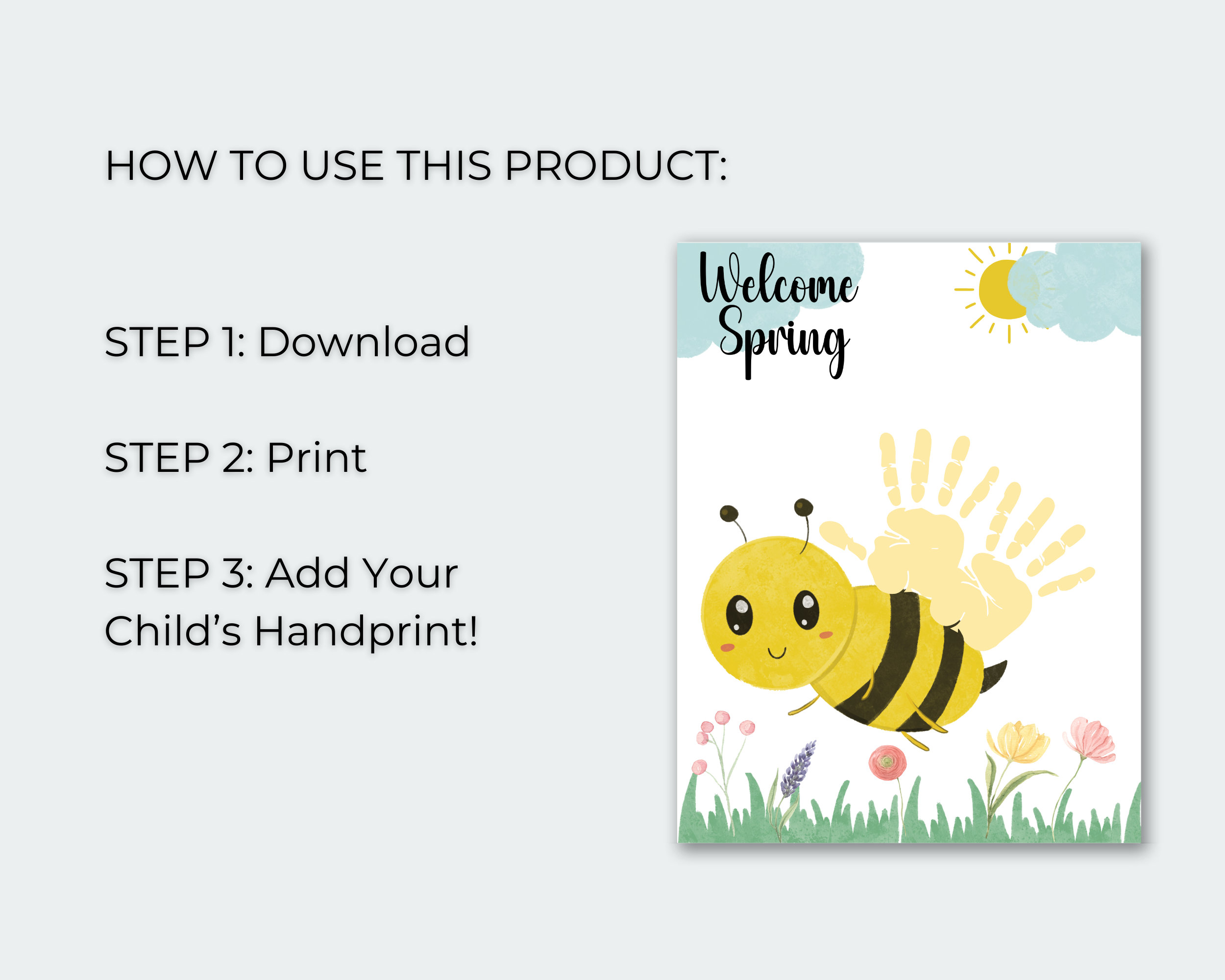Bee Handprint Spring Art, Preschool Keepsake (PDF), Spring Art Activity ...