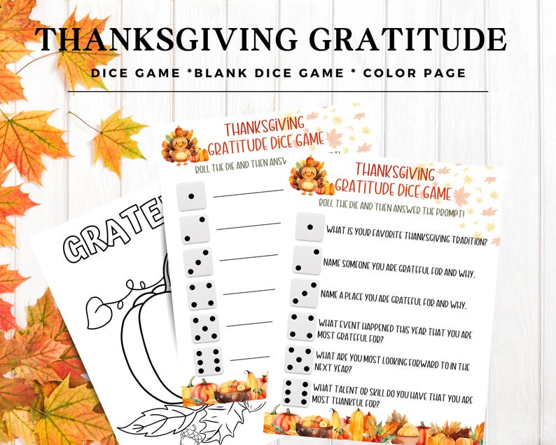 Thanksgiving Gratitude Dice Game, Kid's Thanksgiving Activity ...