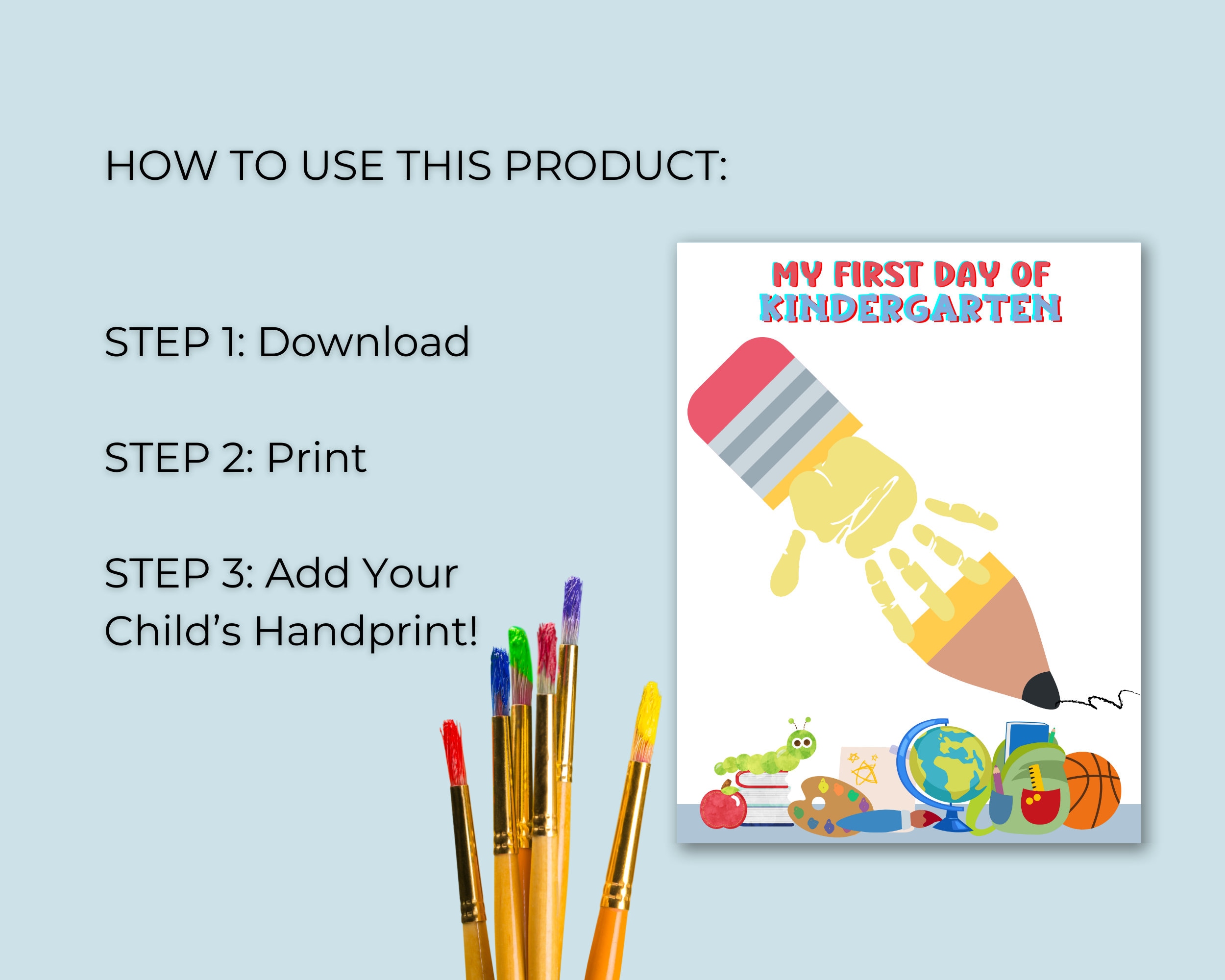 First Day of Kindergarten Handprint Art, Memory Keepsake, Back to ...